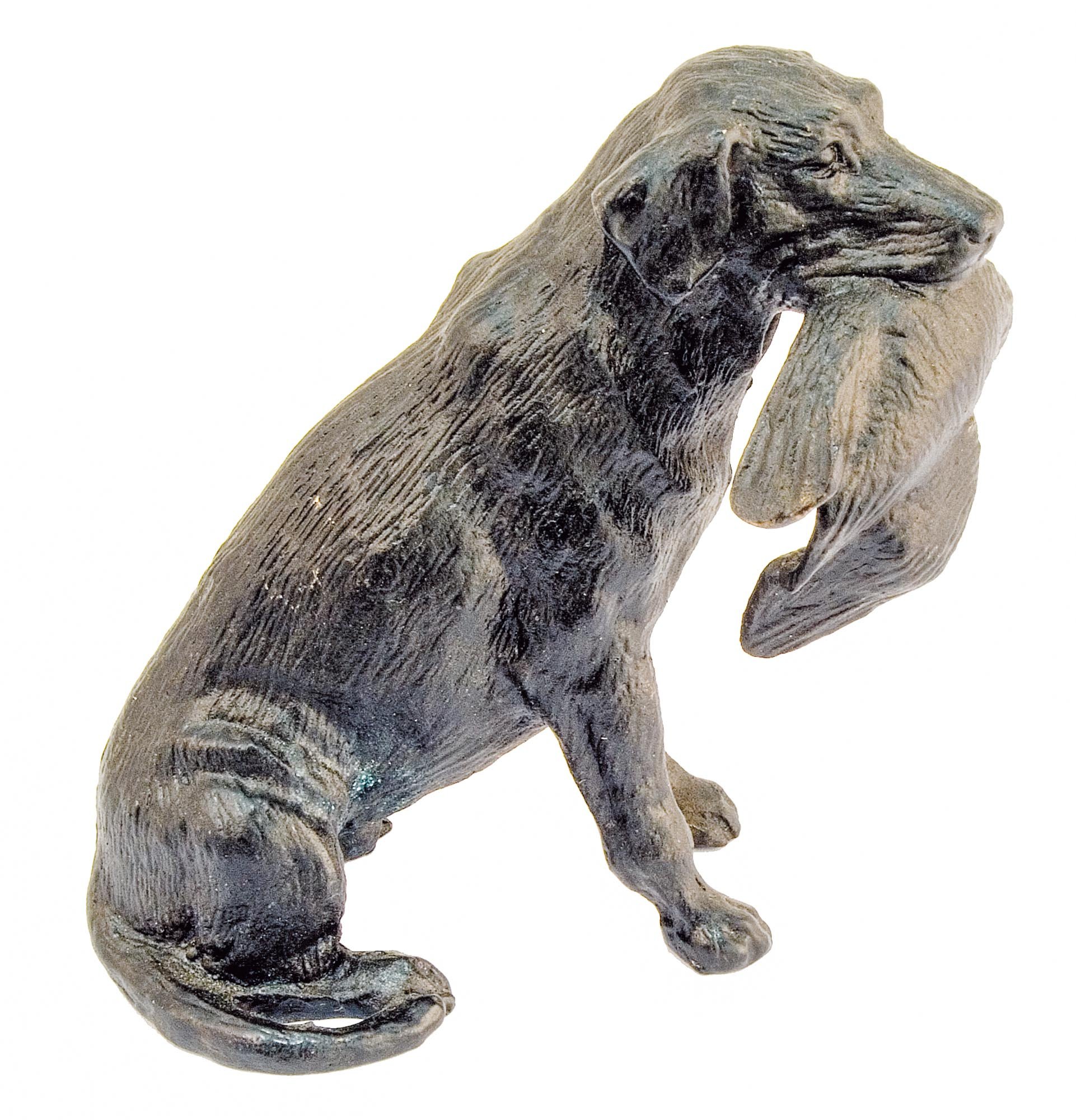 Statuette labrador avec canard en bronze - 1521